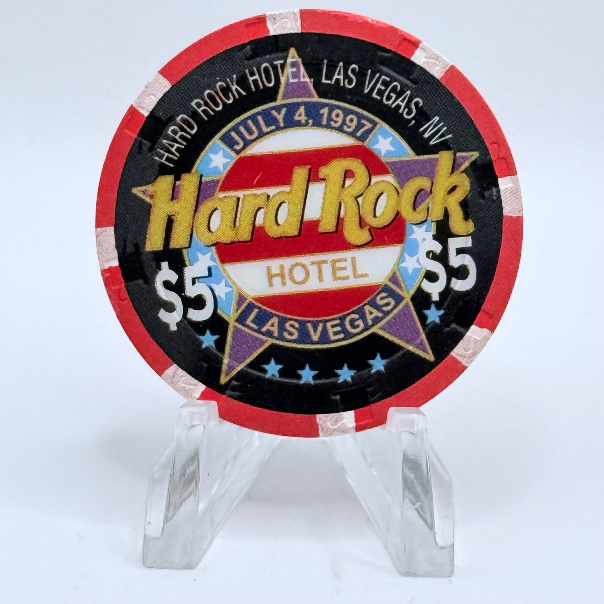 Hard Rock - Las Vegas Nevada 1997 'Independence Day' LE $5 Casino Chip ...